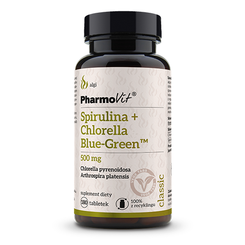 Spirulina+Chlorella Blue-Green™ 500 mg 180 tabl PV - Pharmovit.pl